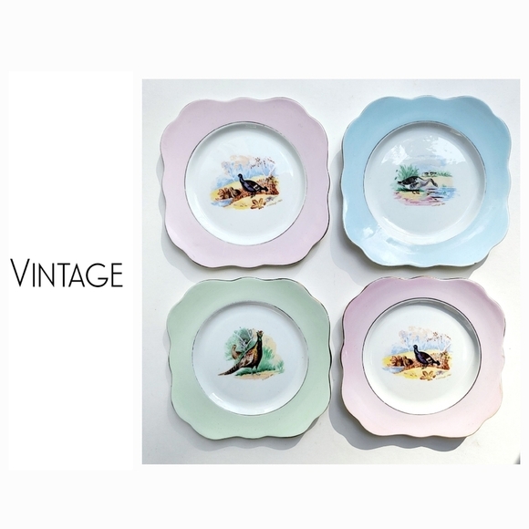 Vintage | Dining | Vintage 94s Square China Plates With Birds Colclough ...